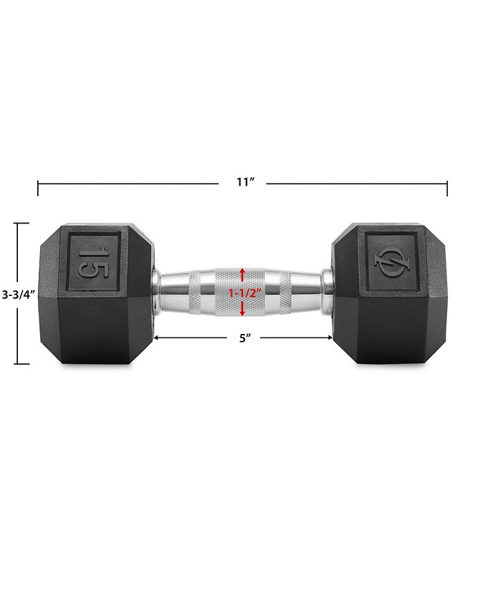 Philosophy Gym Rubber Coated Hex Dumbbell Hand Weights, 15 lb Pair - Macy's