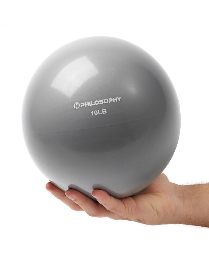 Philosophy Gym Toning Ball, 10 LB, Gray - Soft Weighted Mini Medicine ...