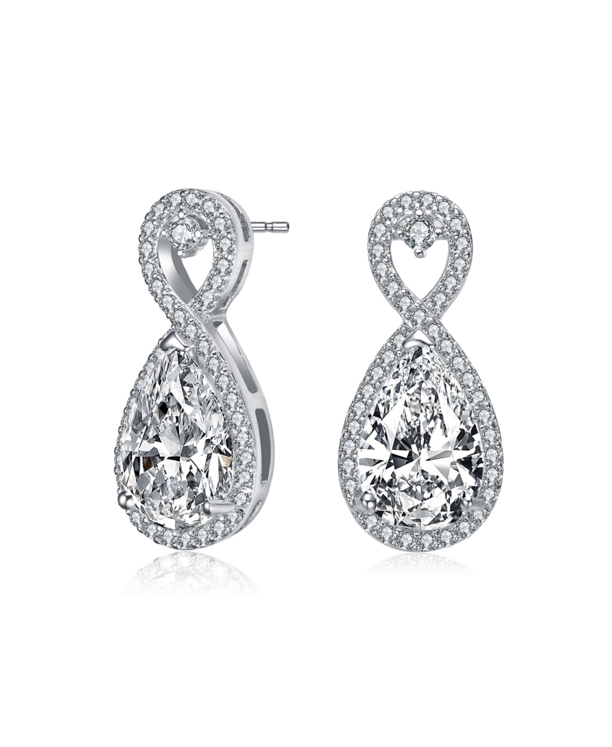 Click here for Sterling Silver with White Gold Plated Clear Pear... prices