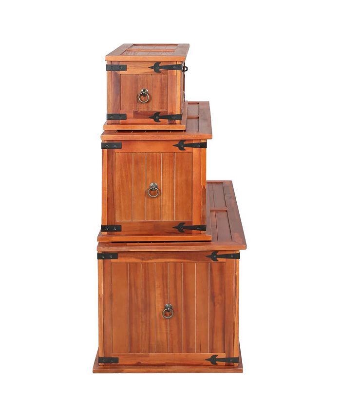 vidaXL Storage Chests 3 pcs Solid Acacia Wood - Macy's