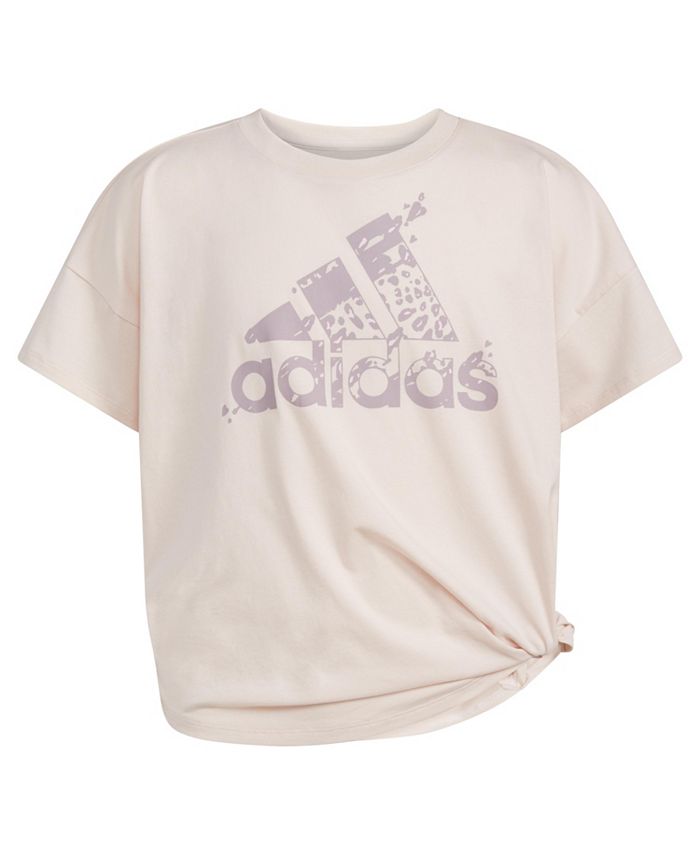 adidas Big Girls Short Sleeve Loose Fit Tie Front T-shirt - Macy's