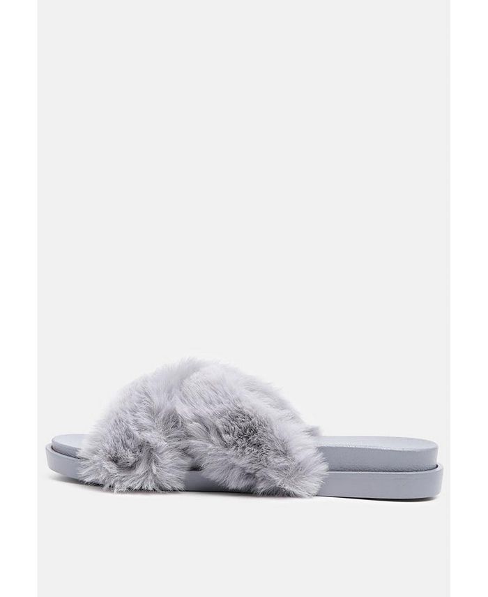 London Rag Women's homey fur slip-on flats - Macy's