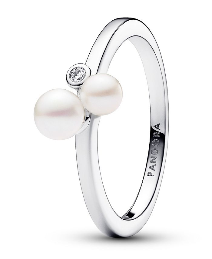 Pandora Sterling Silver Timeless Duo Treated Freshwater Cultured Pearls ...