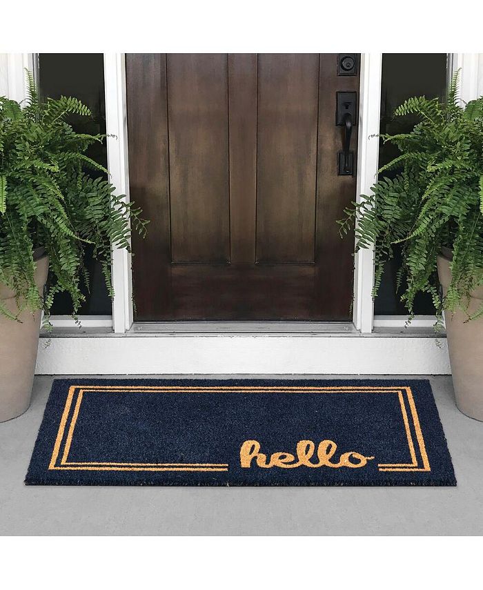 mDesign Entryway Doormat with Natural Fibers Decorative Script ...