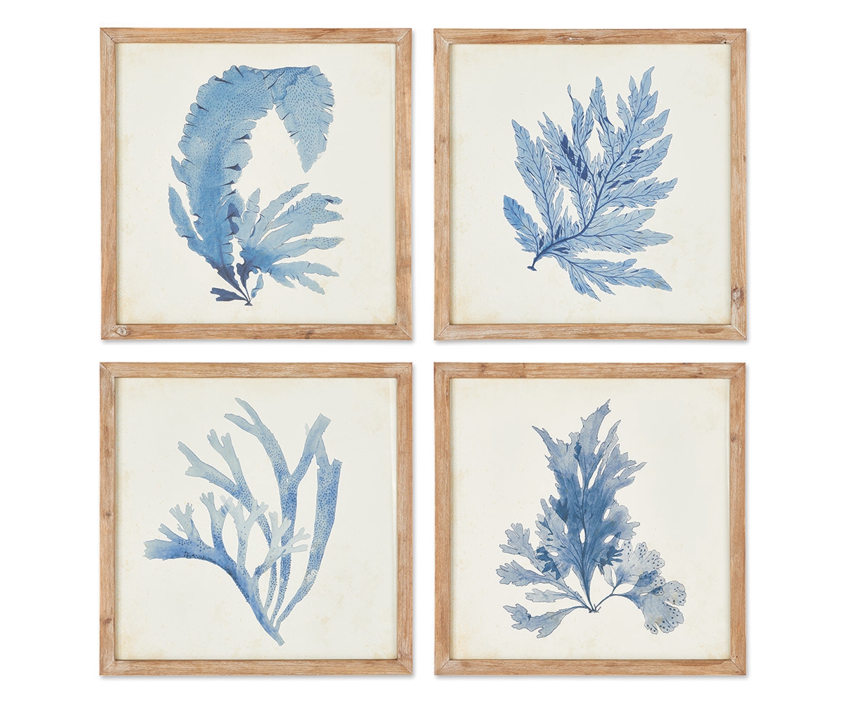 Click here for Framed Coral Watercolor Prints Set of 4 - Blue prices