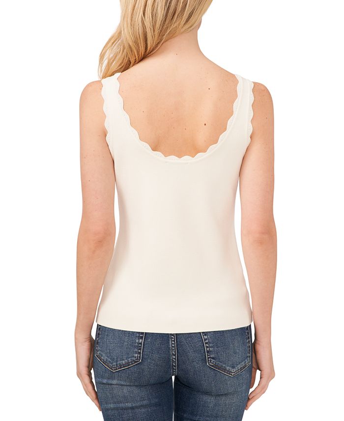 CeCe Women's Solid Scalloped Neck Knit Sweater Tank Top - Macy's