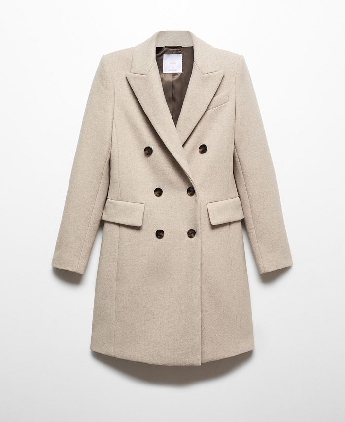 MANGO Women's Double-Breasted Wool Coat - Macy's