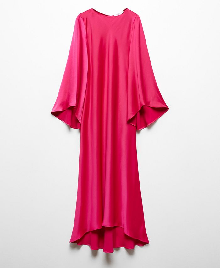 MANGO Women's Flared-Sleeve Satin Dress - Macy's