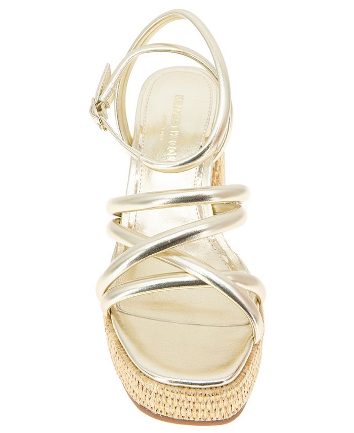 Kenneth Cole New York Women's Daphne Platform Strappy Raffia Sandals ...