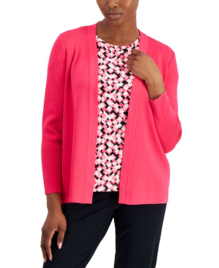 AK Anne Klein Petite Newport Open-Front Cardigan - Macy's