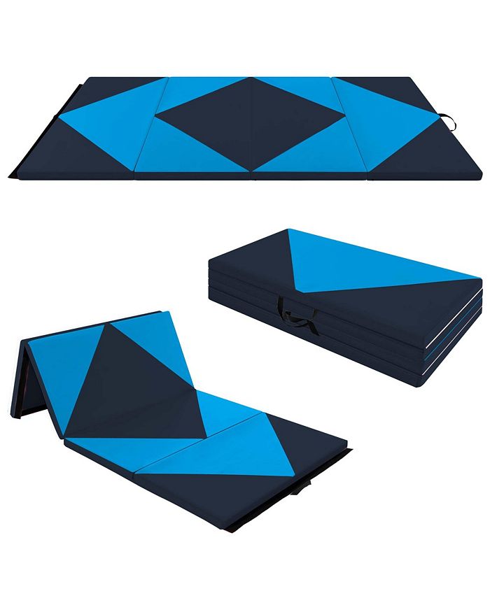 Costway Folding Gymnastics Mat 8' x 4' x 2'' PU Leather Tumbling ...