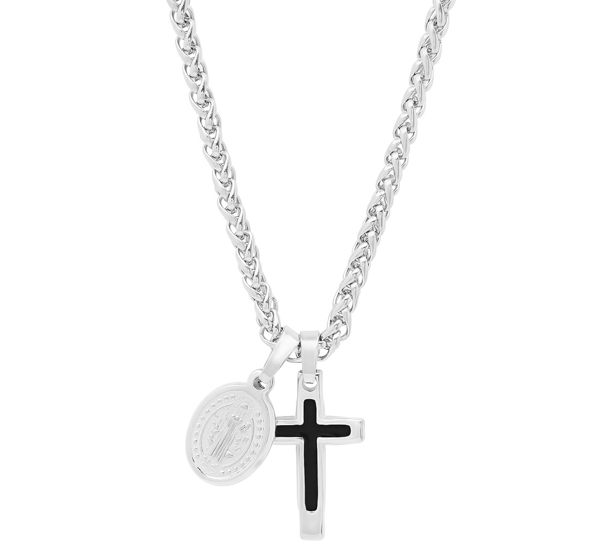 Click here for Steeltime Mens Cross & St. Benedict Pendant Neckla... prices