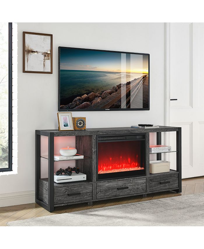 Simplie Fun 60 Inch Electric Fireplace Media TV Stand With Sync ...