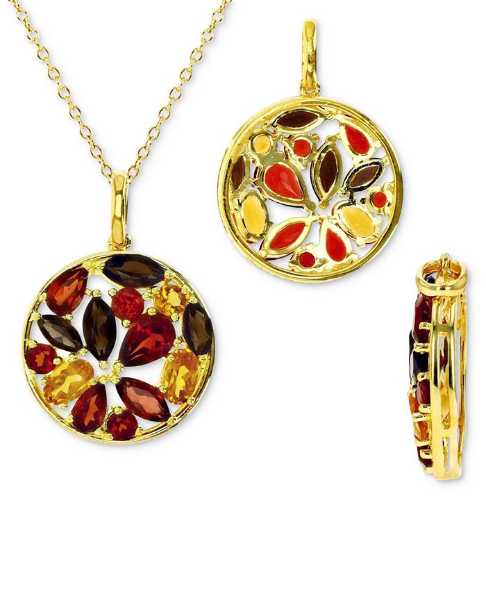 Macy's Multi-Gemstone Mixed Cut Open Cluster 18" Pendant Necklace (3 ct ...
