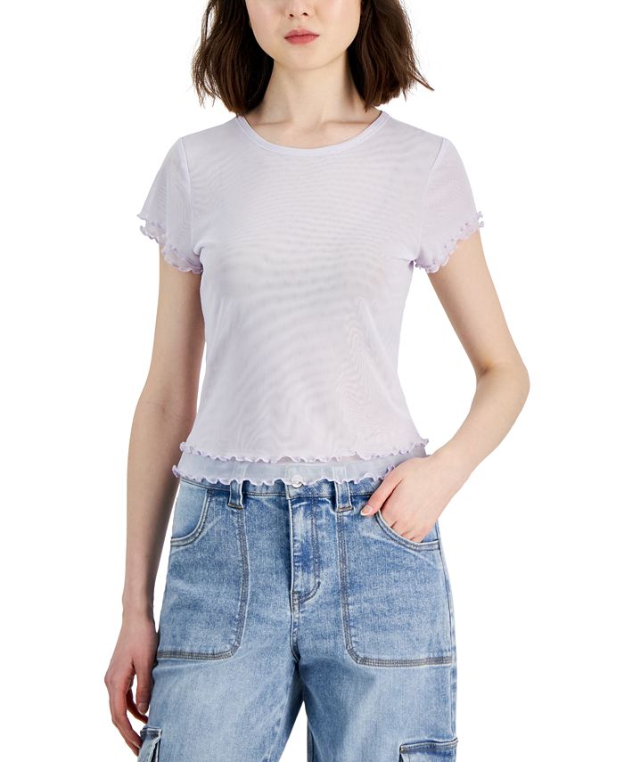Madden Girl Juniors' Double-Layer Mesh Tee - Macy's