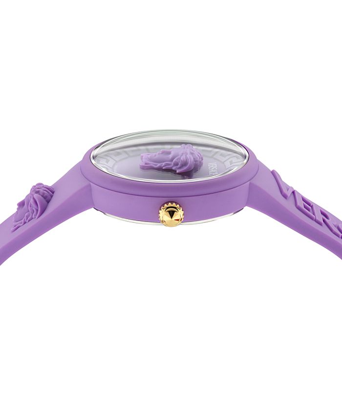 Versace Women's Swiss Purple Silicone Strap Watch 38mm - Macy's