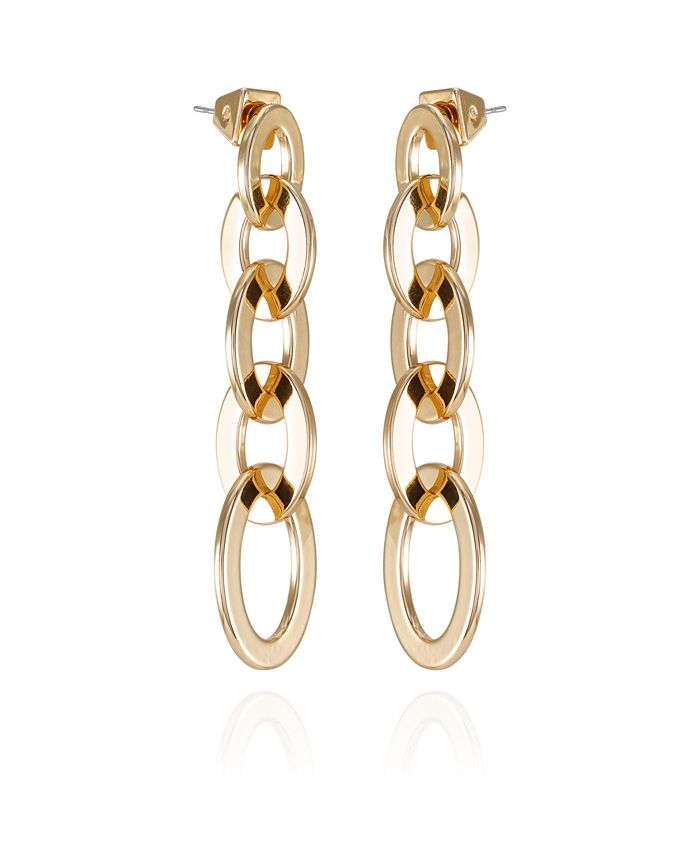 Vince Camuto Gold-Tone Linear Link Drop Earrings - Macy's