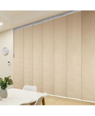 Flax Gold 7-Panel Single Rail Panel Track Extendable Blind 110"-153"W x ...