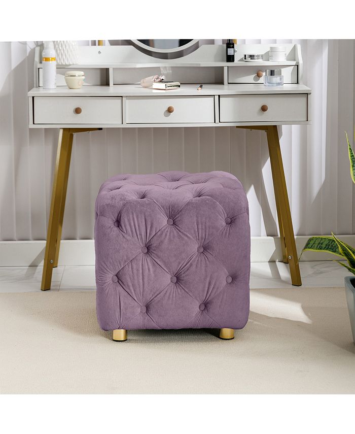 Simplie Fun Modern Purple Velvet Ottoman, Small End Table, Footstool ...
