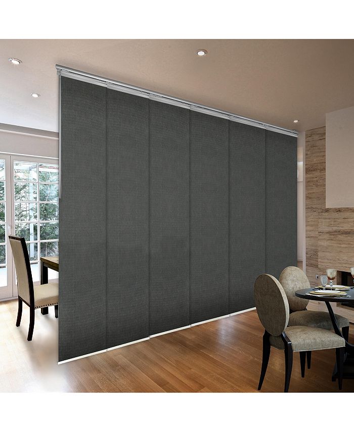 Rod Desyne Smoke Blind 6-Panel Single Rail Panel Track Extendable 70 ...