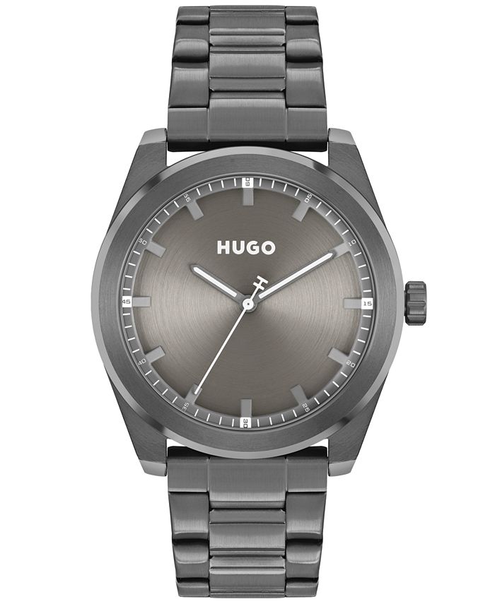 Hugo Boss Men's Bright Quartz Ionic Plated Gray Steel Watch 42mm - Macy's