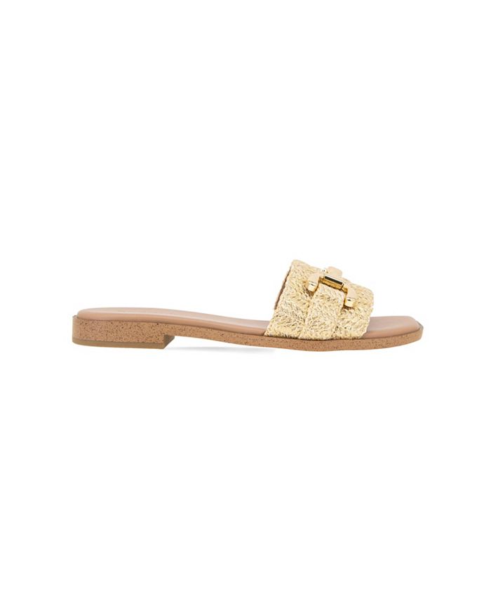 BCBGeneration Women's Lorma Raffia Slide Flat Sandals - Macy's