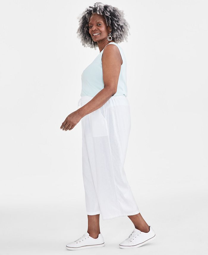 Style & Co Plus Size Linen Drawstring Capri Pants, Created for Macy's ...