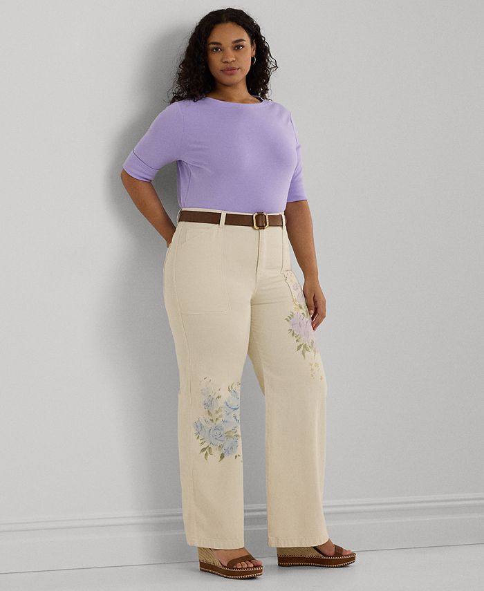 Lauren Ralph Lauren Plus Size Elbow-Sleeve Tee - Macy's