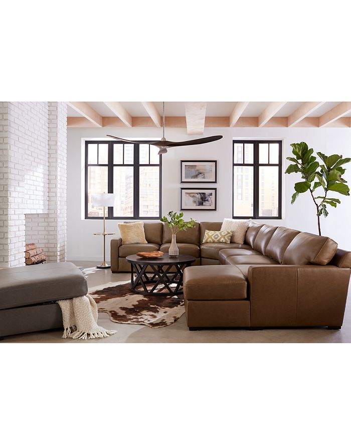 Furniture Radley 148" 5-Pc. Leather Wedge L Shape Modular Sectional ...