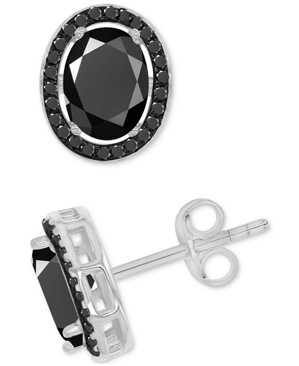Click here for Black Spinel Oval Halo Stud Earrings (3-3/8 ct. t.... prices