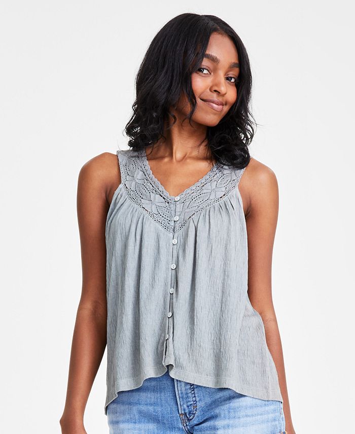 Lucky Brand Women's Lace-Trim V-Neck Tank Top - Macy's