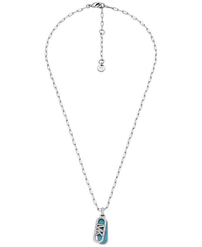 Michael Kors Gold-Tone Turquoise Dog Tag Necklace - Macy's