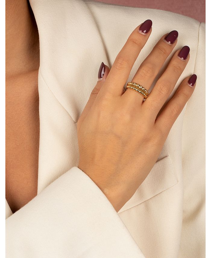 by Adina Eden Cubic Zirconia Bezel Beaded Ball Open Ring - Macy's