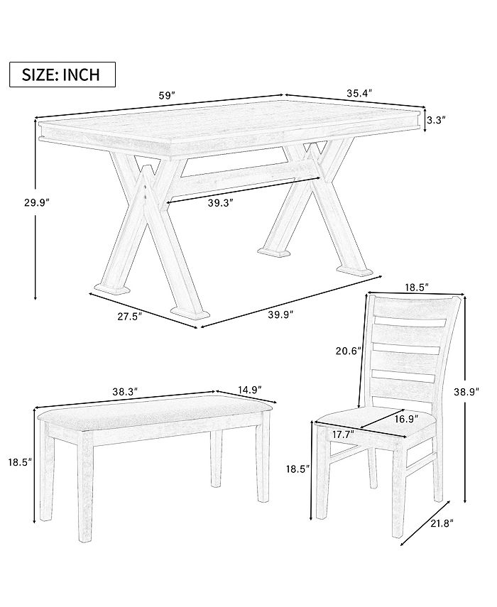 Simplie Fun 6-Piece Retro Dining Set with Unique Table & Chairs - Macy's
