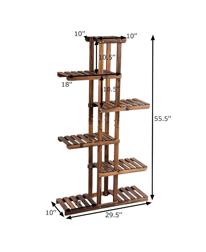 SUGIFT 6 Tier Garden Wooden Shelf Storage Plant Rack Stand - Macy's