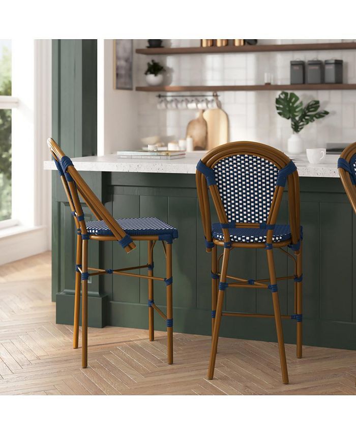 MERRICK LANE Sacha Set Of Two Stacking French Bistro Counter Stools ...