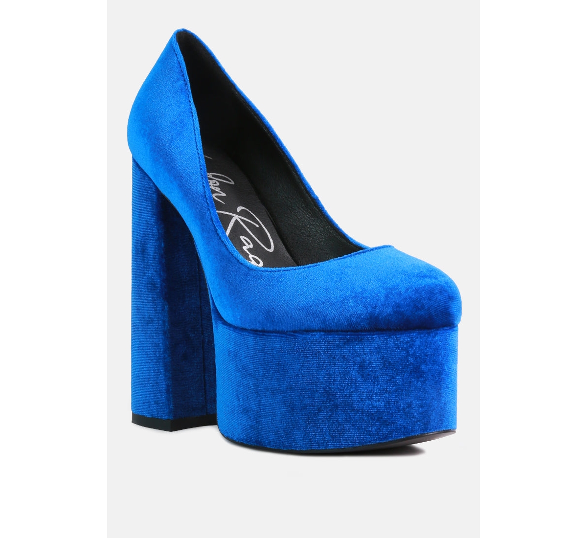 Click here for Old Novelty Platform Heel Velvet Pumps Women - Blu... prices