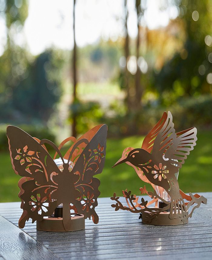 Glitzhome 9.75" H Set of 2 Black and Gold-Tone Metal Cutout Flying ...
