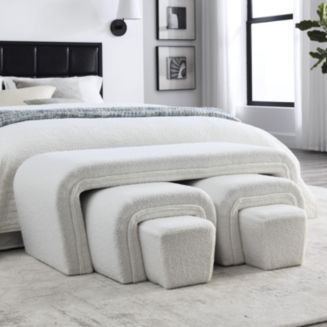 46" W Modern Contemporary Upholstered Nesting Bench, Including Four ...