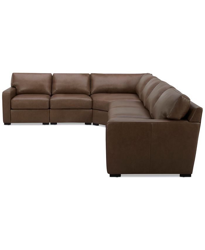 Furniture Radley 148" 5-Pc. Leather Wedge L Shape Modular Sectional ...