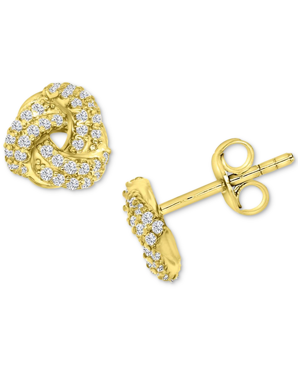 Click here for Cubic Zirconia Love Knot Stud Earrings in 14k Gold... prices