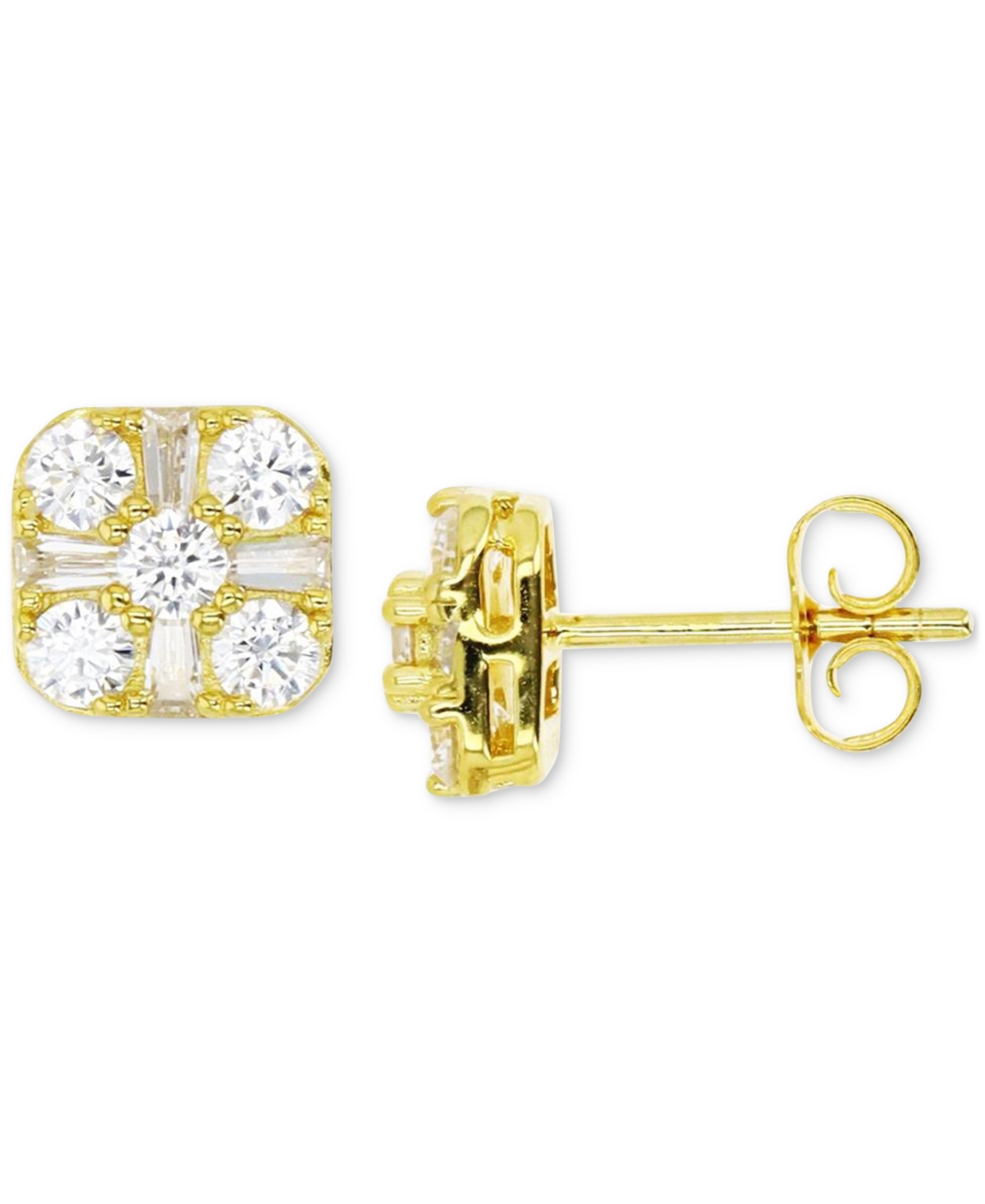 Click here for Cubic Zirconia Round & Baguette Square Stud Earrin... prices
