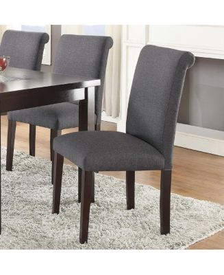 Transitional Grey Poly fiber Chairs Dining Seating Set of 2 Dining ...