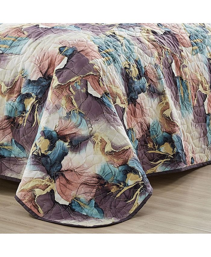 MarCielo 3 Piece Printed Quilt Set Lightweight Bedspread Set Poline ...