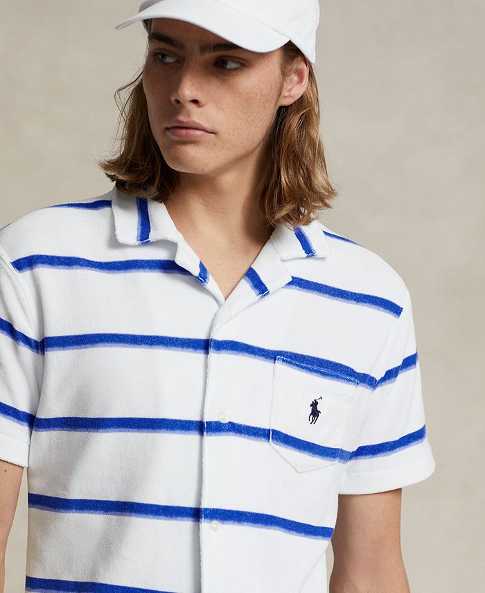 Polo Ralph Lauren Men's Custom Slim Fit Striped Terry Camp Shirt - Macy's