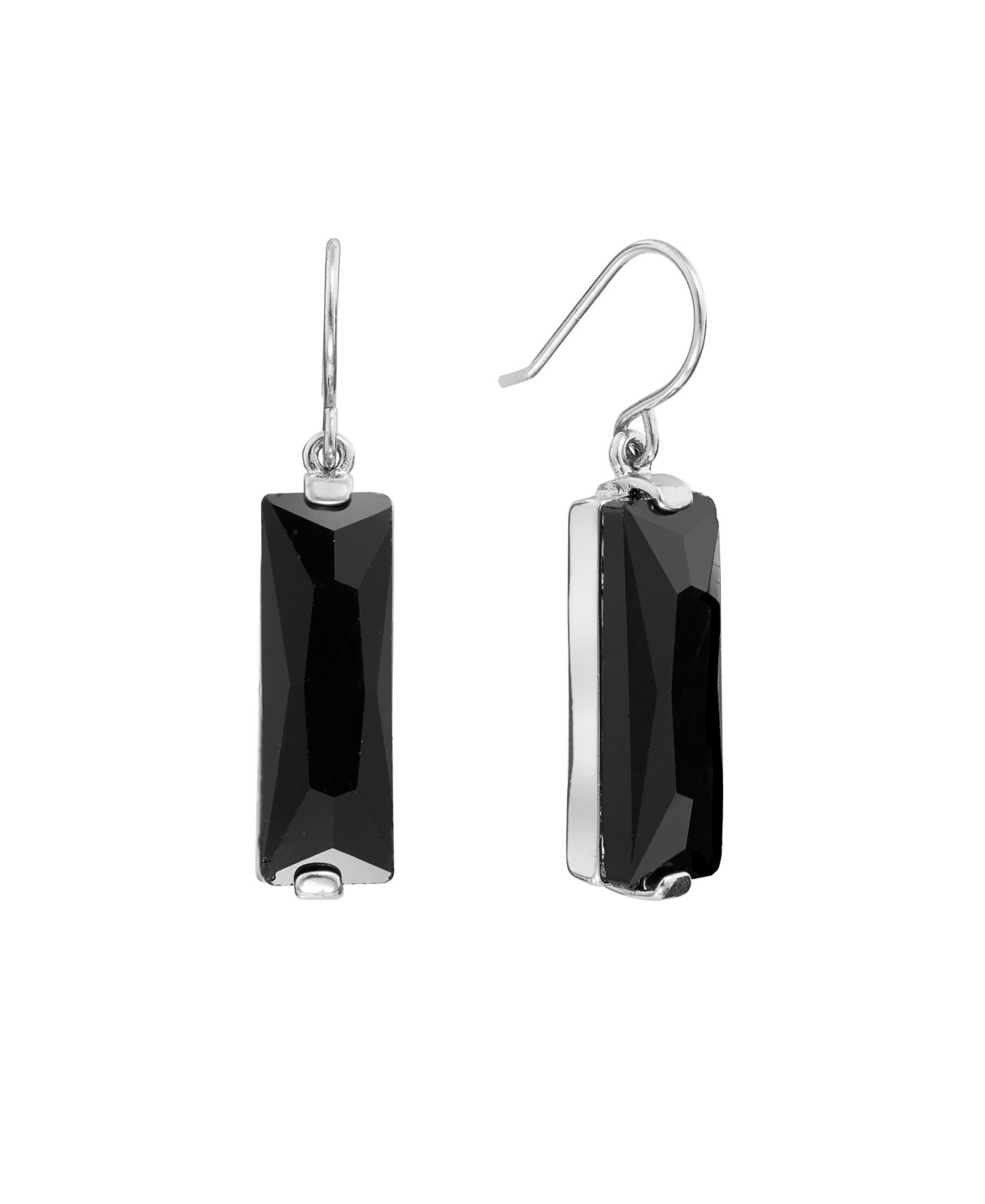 Click here for Rectangular Crystal Drop Earrings in Silver-Plate... prices