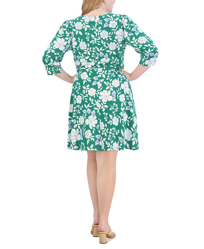 Jessica Howard Plus Size Floral Print 3 4 Sleeve Dress Macys