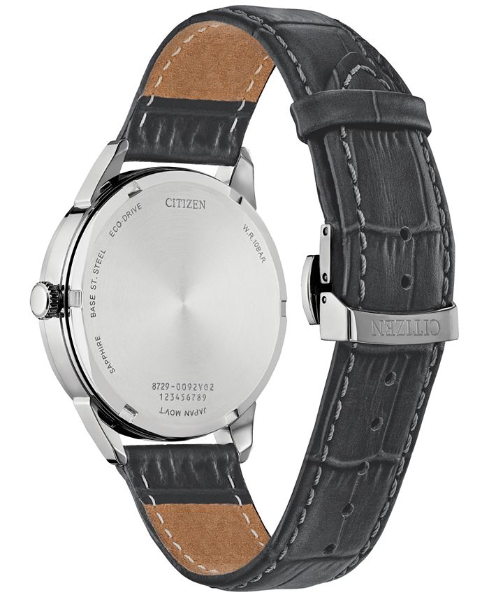Citizen Eco-Drive Men's Rolan Gray Leather Strap Watch 40mm - Macy's