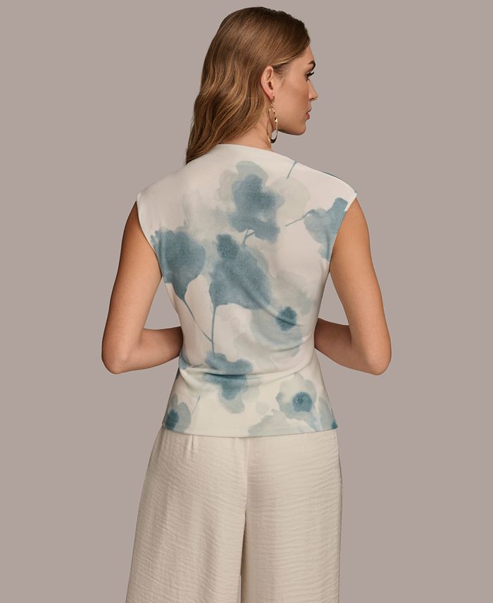 Donna Karan New York Donna Karan Women's Crossover-Neck Printed Top ...