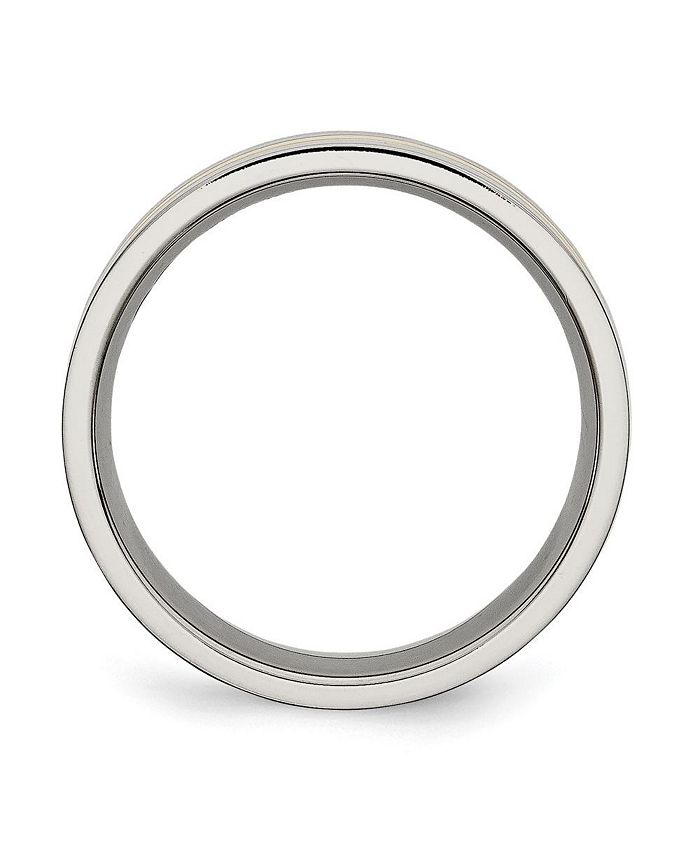 Chisel Titanium Polished Yellow IP-plated 7 mm Grooved Wedding Band ...